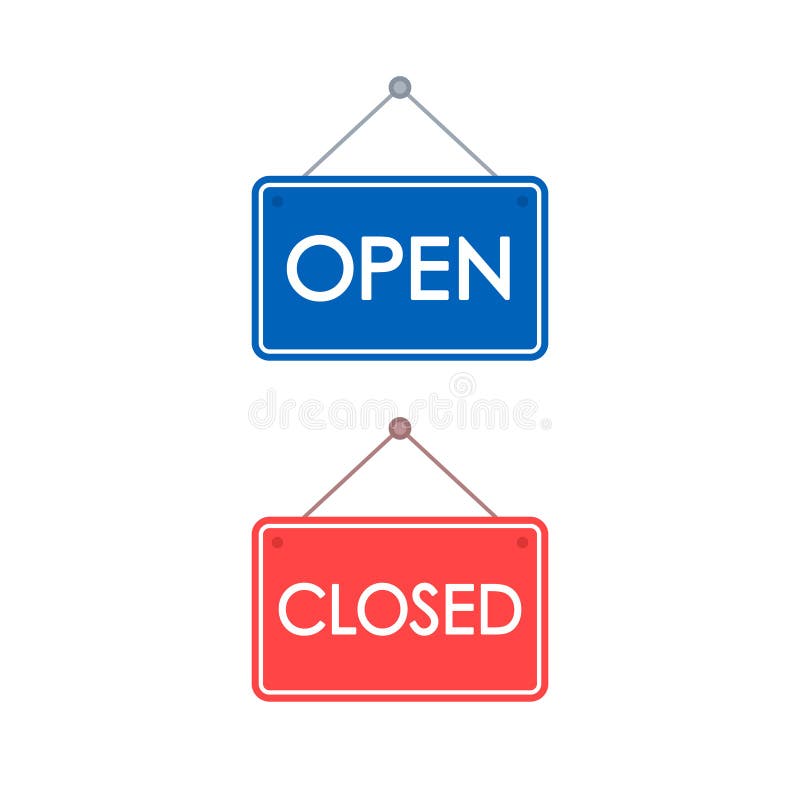 Business Signboard Open and Closed Icon Set, Vector Illustration Stock ...