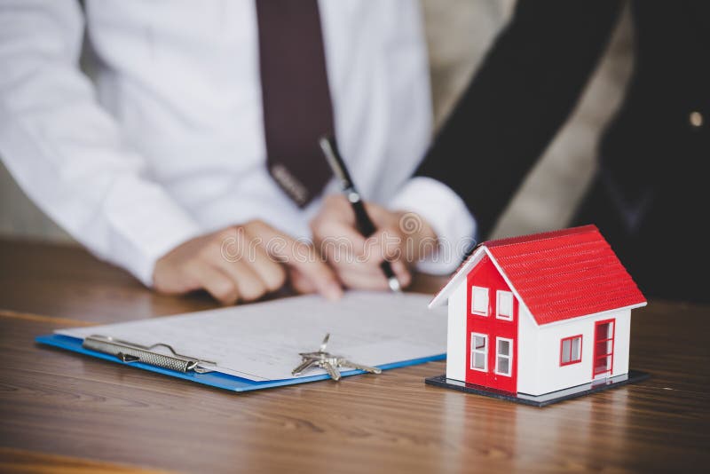 Business Signing of Contract and House with Keys on Table, Stock Image ...