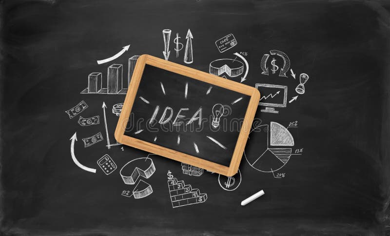 Business Sketches on Chalkboard Stock Photo - Image of blank, idea ...