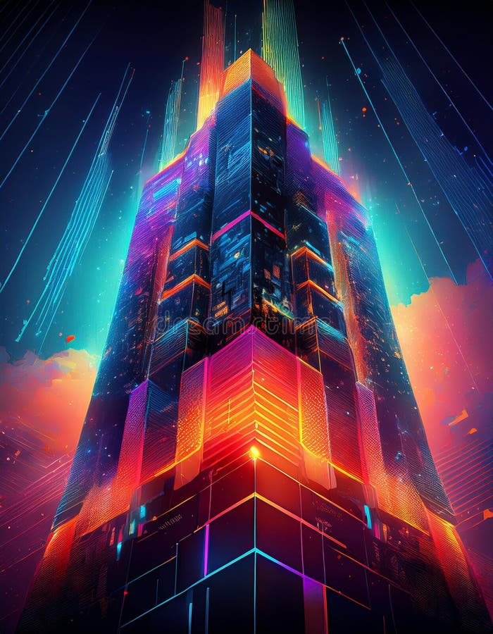Business Skyscraper with a Digital Firewall, Symbolizing Robust ...