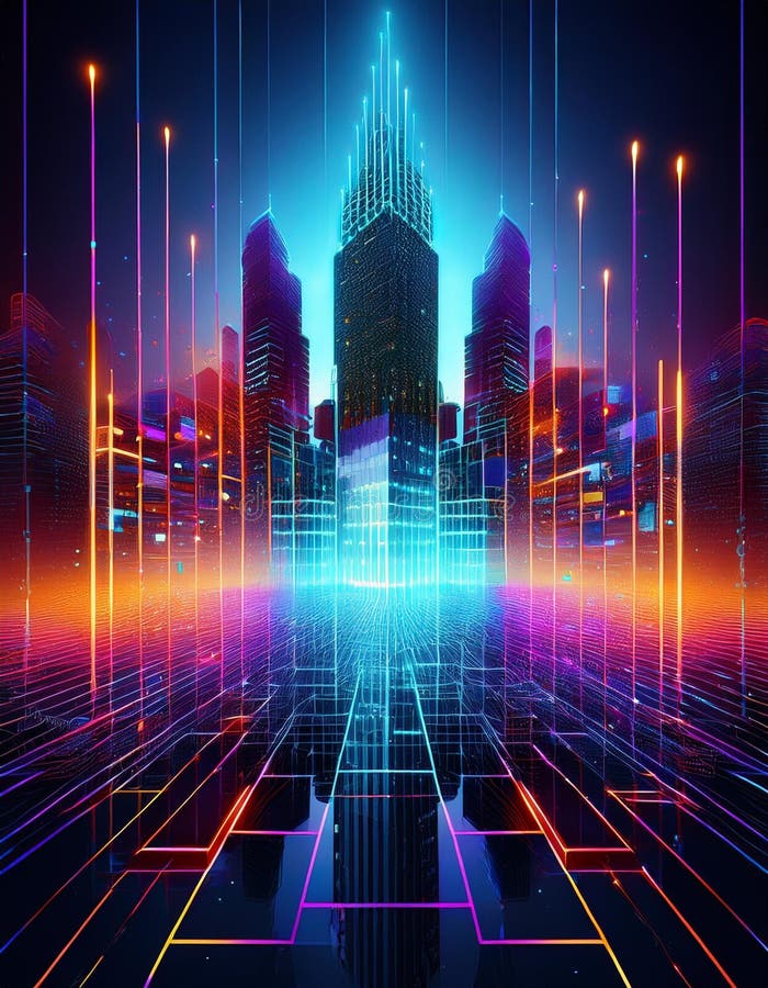 Business Skyscraper with a Digital Firewall, Symbolizing Robust ...