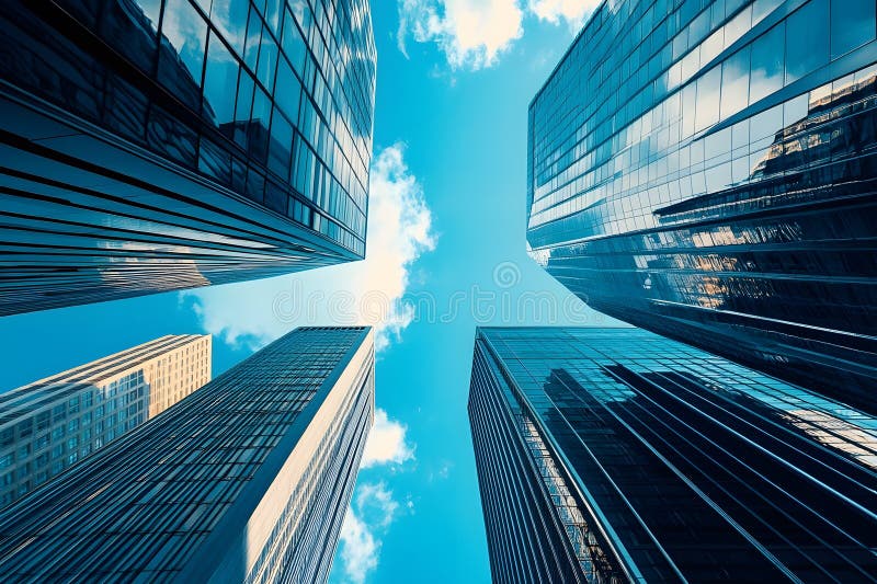 Business Skyscrapers in the District, Bottom-up View. Generative AI ...