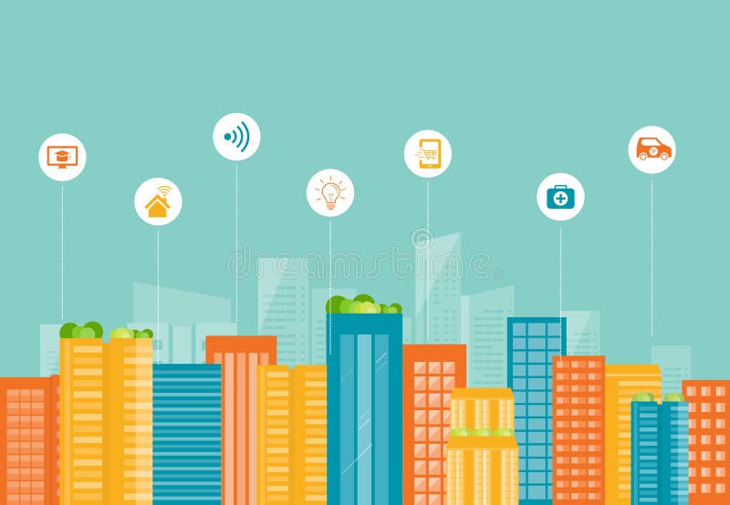 Business Smart City.internet Connection Stock Vector - Illustration of ...