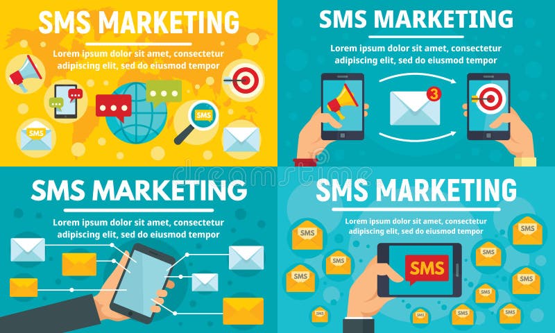 Business Sms Marketing Banner Set, Flat Style Stock Vector ...