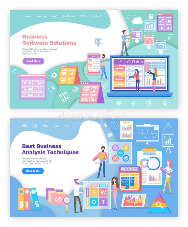 Business Software or Analysis Techniques Web Pages Stock Vector ...