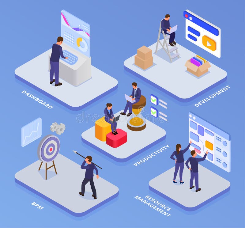 Business Software Isometric Infographics Stock Vector - Illustration of ...