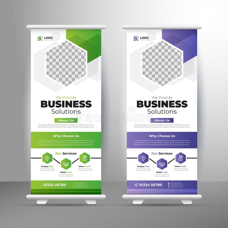Business Solution Agency Rollup Banner Design Stock Vector ...