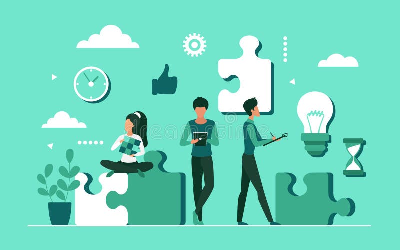 Business Solution, Busy Business People Solving Problem Stock Vector ...