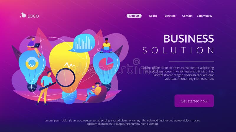 Business Solution Concept Landing Page. Stock Vector - Illustration of ...