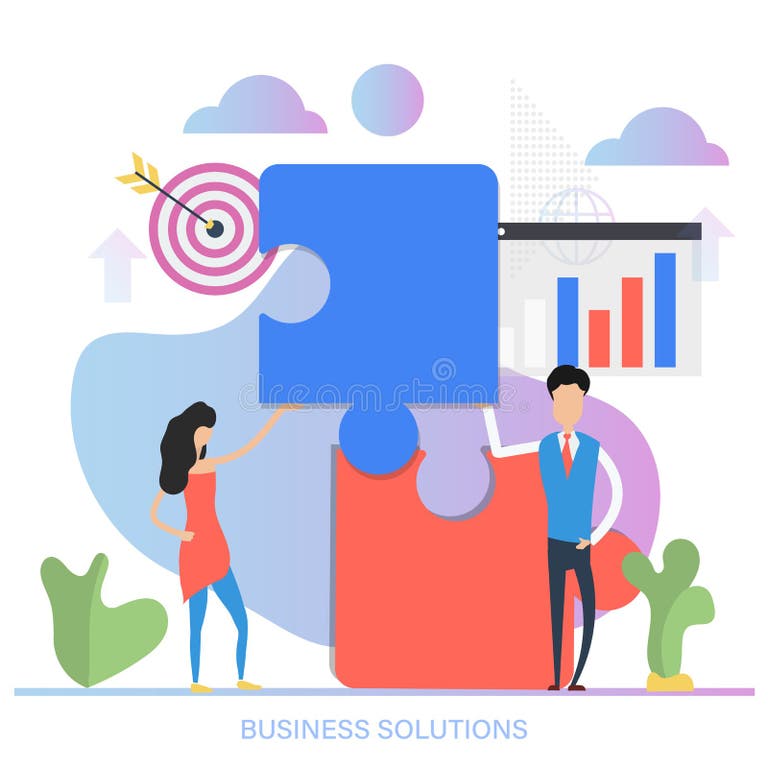 Business Solution Concept Vector Illustration. People Solving Buisness ...