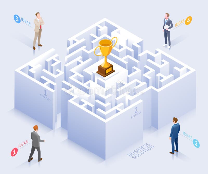Business Maze Conceptual Design. Businessman Standing at Labyrinth and ...