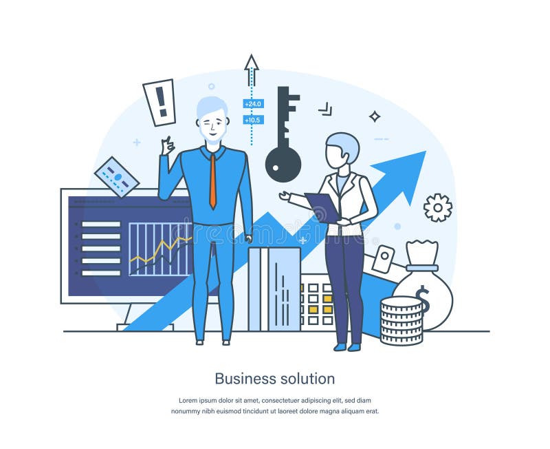 Business Solution, Creative Thinking Process To Solve Problems Stock Vector - Illustration of ...