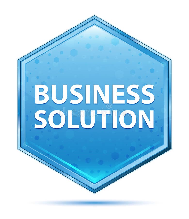 Business Solution Crystal Blue Hexagon Button Stock Illustration ...