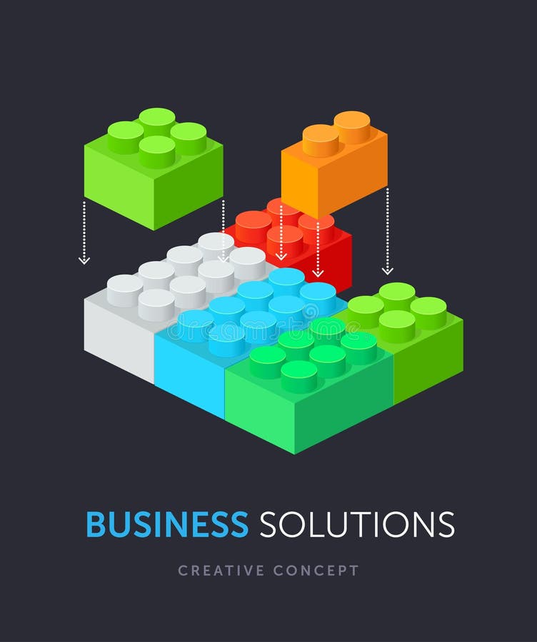 Business Solution Flat Isometric Concept. Vector Illustration of ...