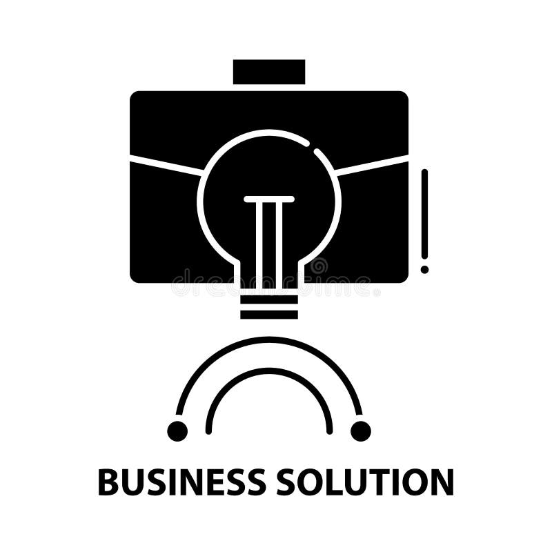 Business Solution Icon, Black Vector Sign with Editable Strokes ...