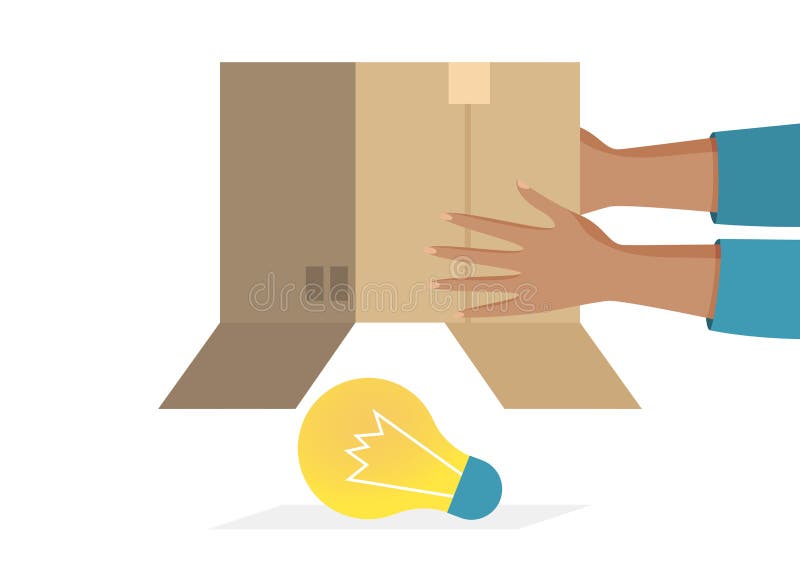 Business Solution, Idea Under Box Concept, Vector Illustration, Flat ...