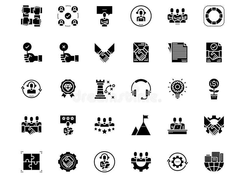 Business Solution Management Line Icons, Customer, Service, Team ...