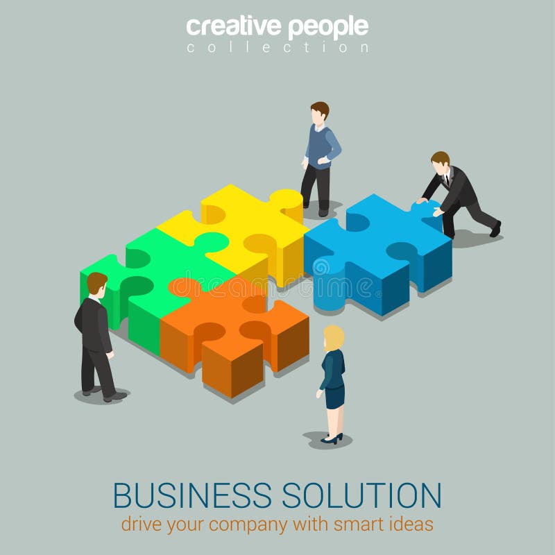 Business Solution in Partnership Concept Flat 3d Web Isometric Stock ...