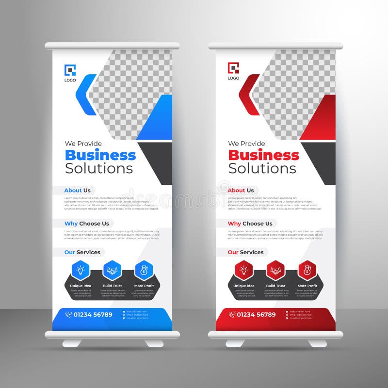 Business Solution Agency Rollup Banner Design Stock Vector ...