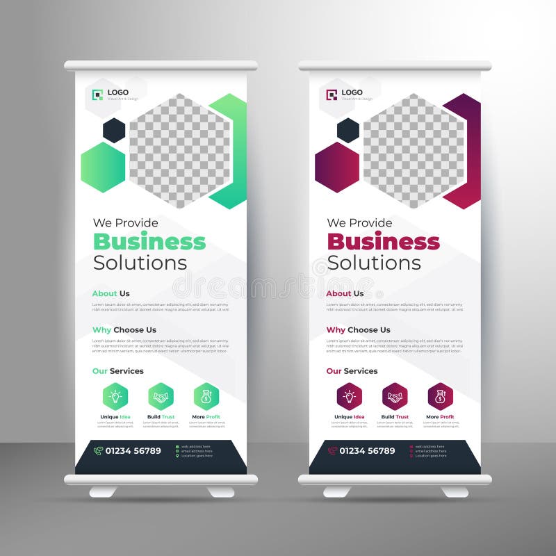 Business Solution Agency Rollup Banner Design Stock Vector ...