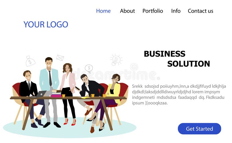 Business Solution Service Landing Page Stock Vector - Illustration of ...