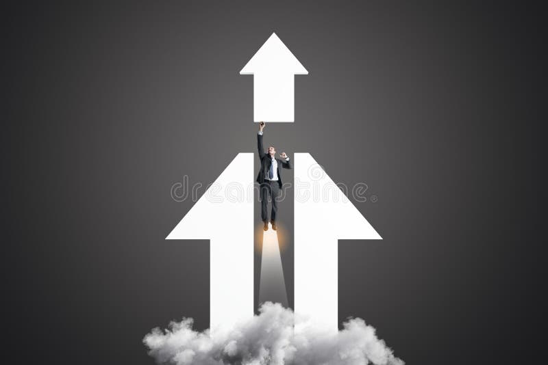 Business Solution and Success Concept with Businessman Taking Off in ...