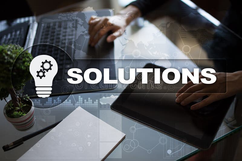 Business Solutions Concept on the Virtual Screen Stock Image - Image of ...