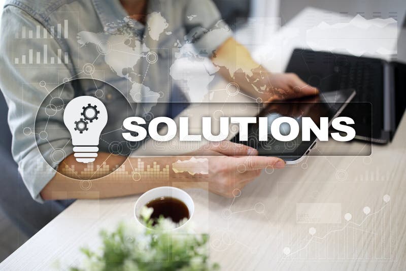 Business Solutions Concept on the Virtual Screen. Stock Photo - Image ...