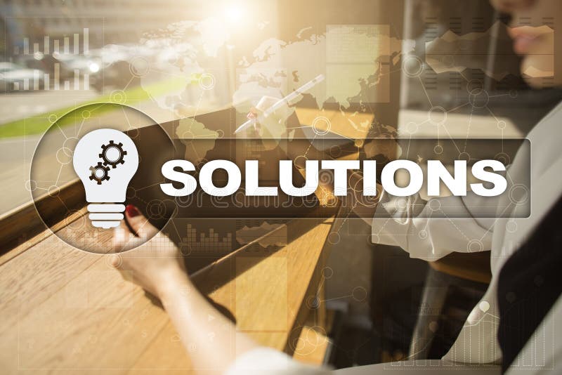 Business Solutions Concept on the Virtual Screen. Stock Image - Image ...