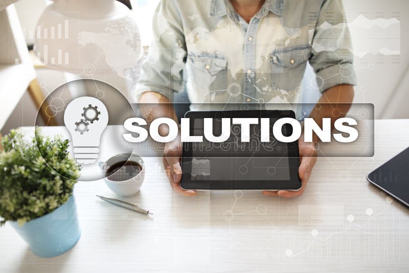 Business Solutions Concept on the Virtual Screen. Stock Image - Image ...