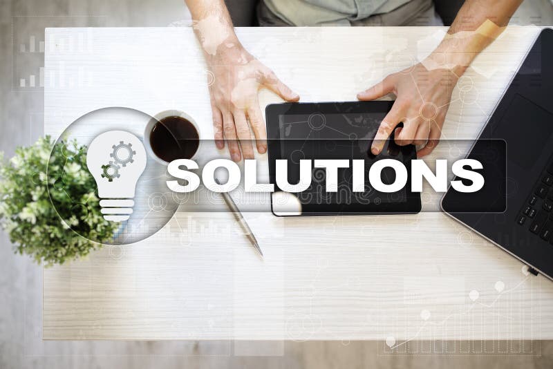 Business Solutions Concept on the Virtual Screen. Stock Image - Image ...