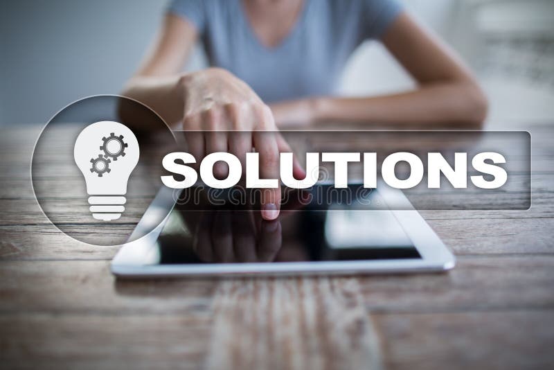 Business Solutions Concept on the Virtual Screen. Stock Photo - Image ...