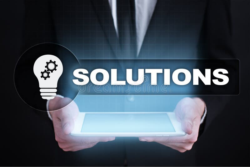 Business Solutions Concept on the Virtual Screen. Stock Photo - Image ...