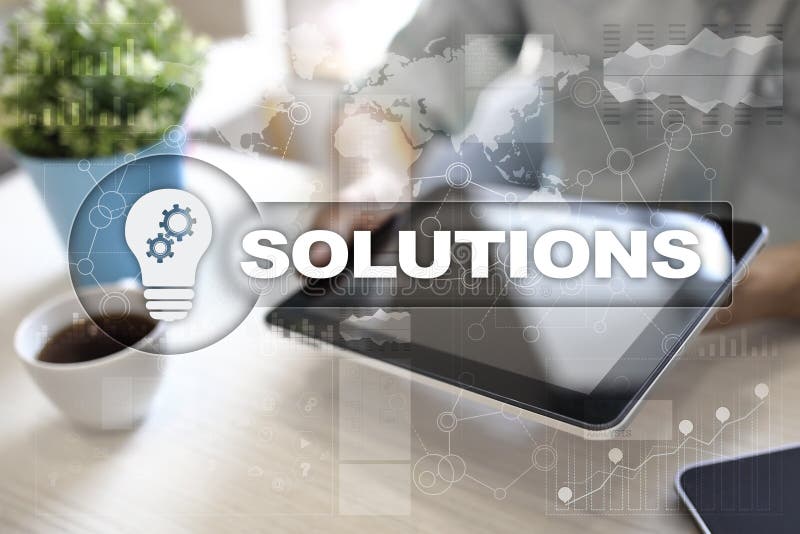 Business Solutions Concept on the Virtual Screen. Stock Illustration ...