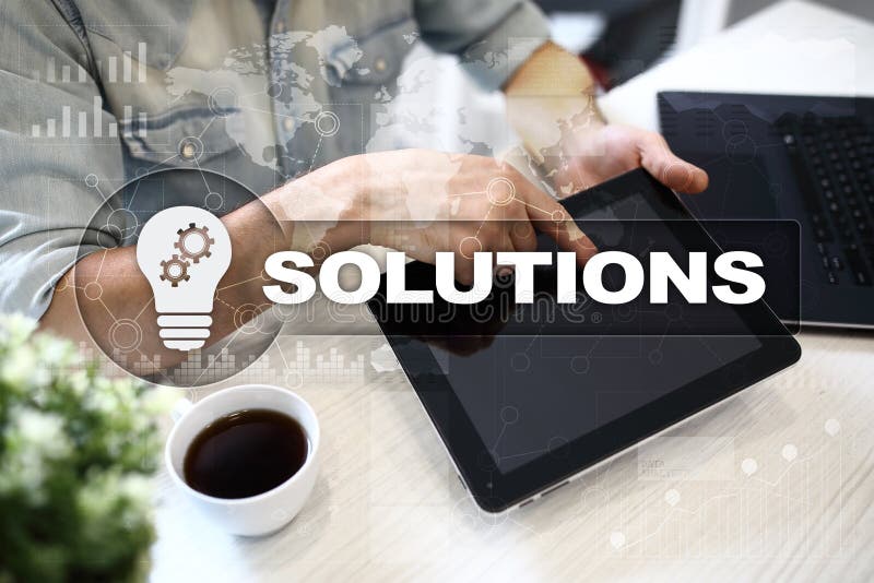 Business Solutions Concept on the Virtual Screen. Stock Photo - Image ...