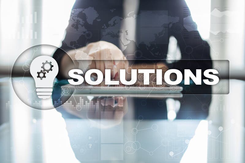 Business Solutions Concept on the Virtual Screen. Stock Image - Image ...