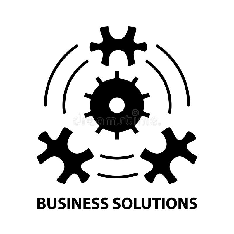 Business Solutions Icon, Black Vector Sign with Editable Strokes ...