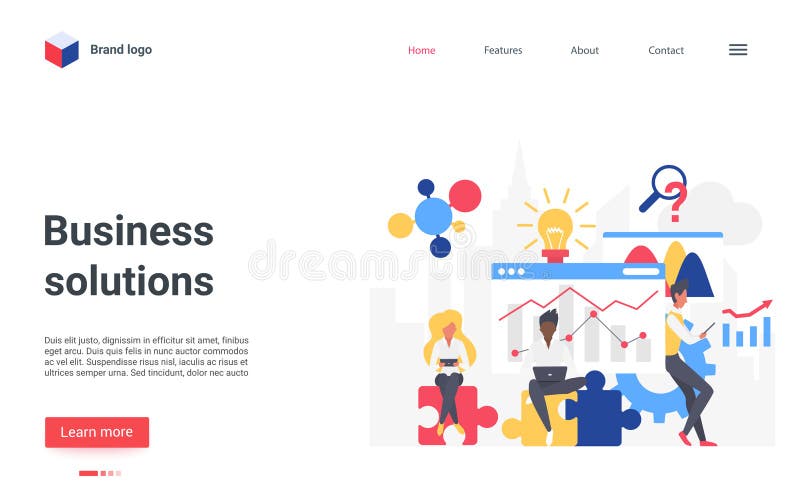 Business Solutions Solution Teamwork Concept Landing Page, Businessman ...