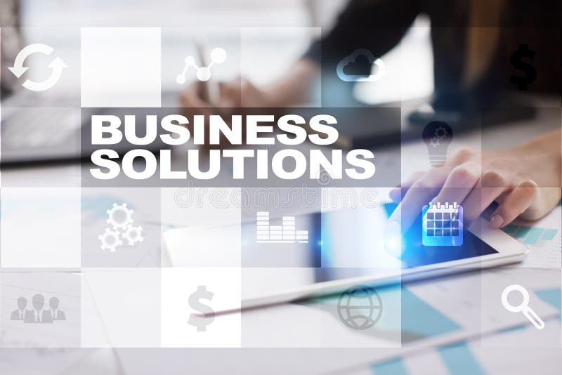 Business Solutions on the Virtual Screen. Business Concept. Stock Image ...
