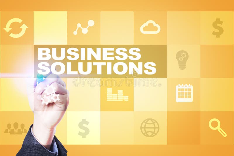 Business Solutions on the Virtual Screen. Business Concept. Stock Image ...