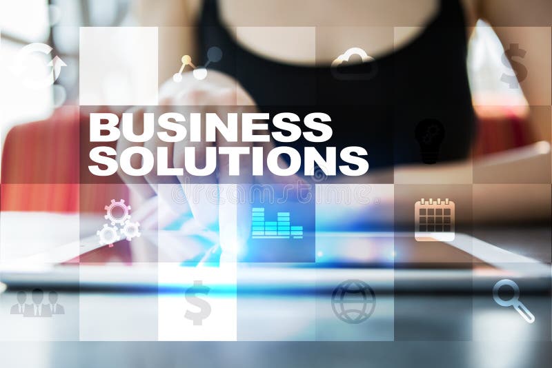 Business Solutions on the Virtual Screen. Business Concept Stock Image ...