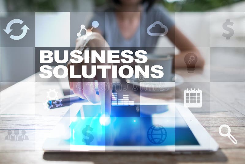 Business Solutions on the Virtual Screen. Business Concept. Stock Image ...