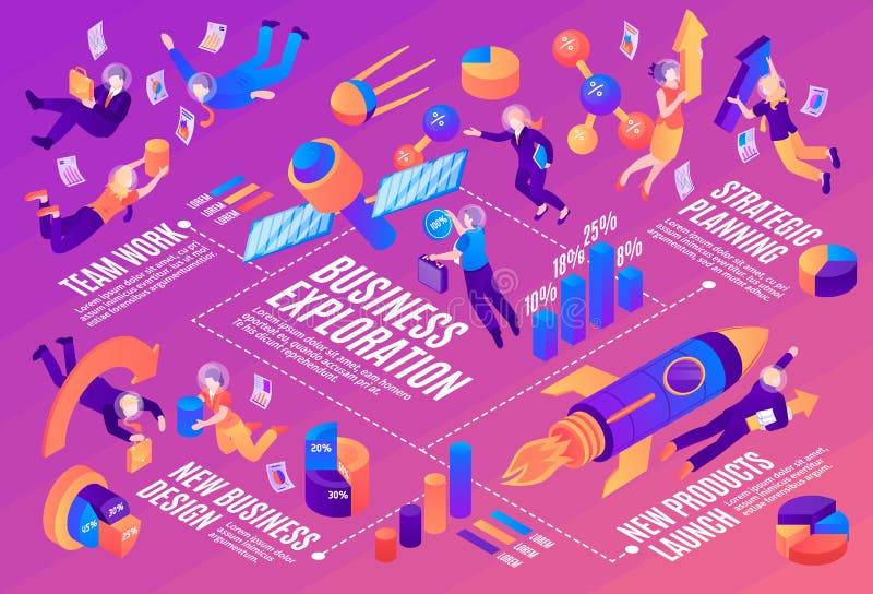 Business Space Isometric Infographics Stock Vector - Illustration of ...