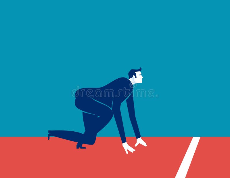 Business Sprinter is Preparing of Trek Starting Point Stock Vector ...