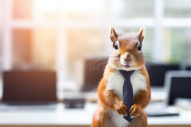 Business Squirrel in Tie at Office, AI Generated Stock Illustration ...