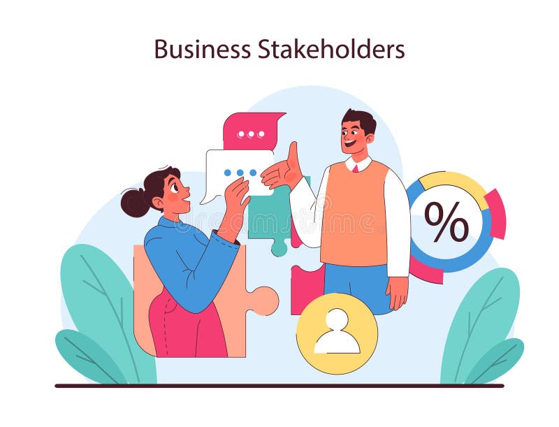 Business Stakeholders Concept. a Dynamic Exchange of Ideas Stock Vector ...