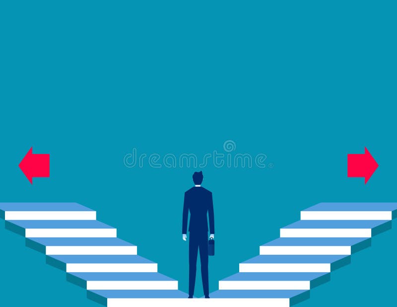 Business Standing in the Middle To Go Up. Business Decision and Choice ...