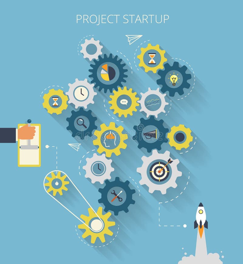 Startup Launch Concept Illustration Of Business People Working Together ...