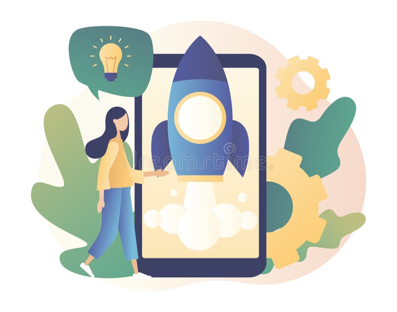Business Start Up Concept. Modern Flat Cartoon Style. Vector ...