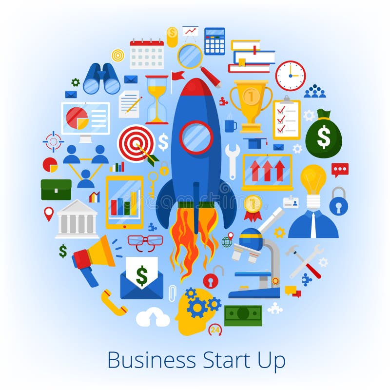 Business Start Up Concept with Set of Creative Idea Icons Stock Vector ...
